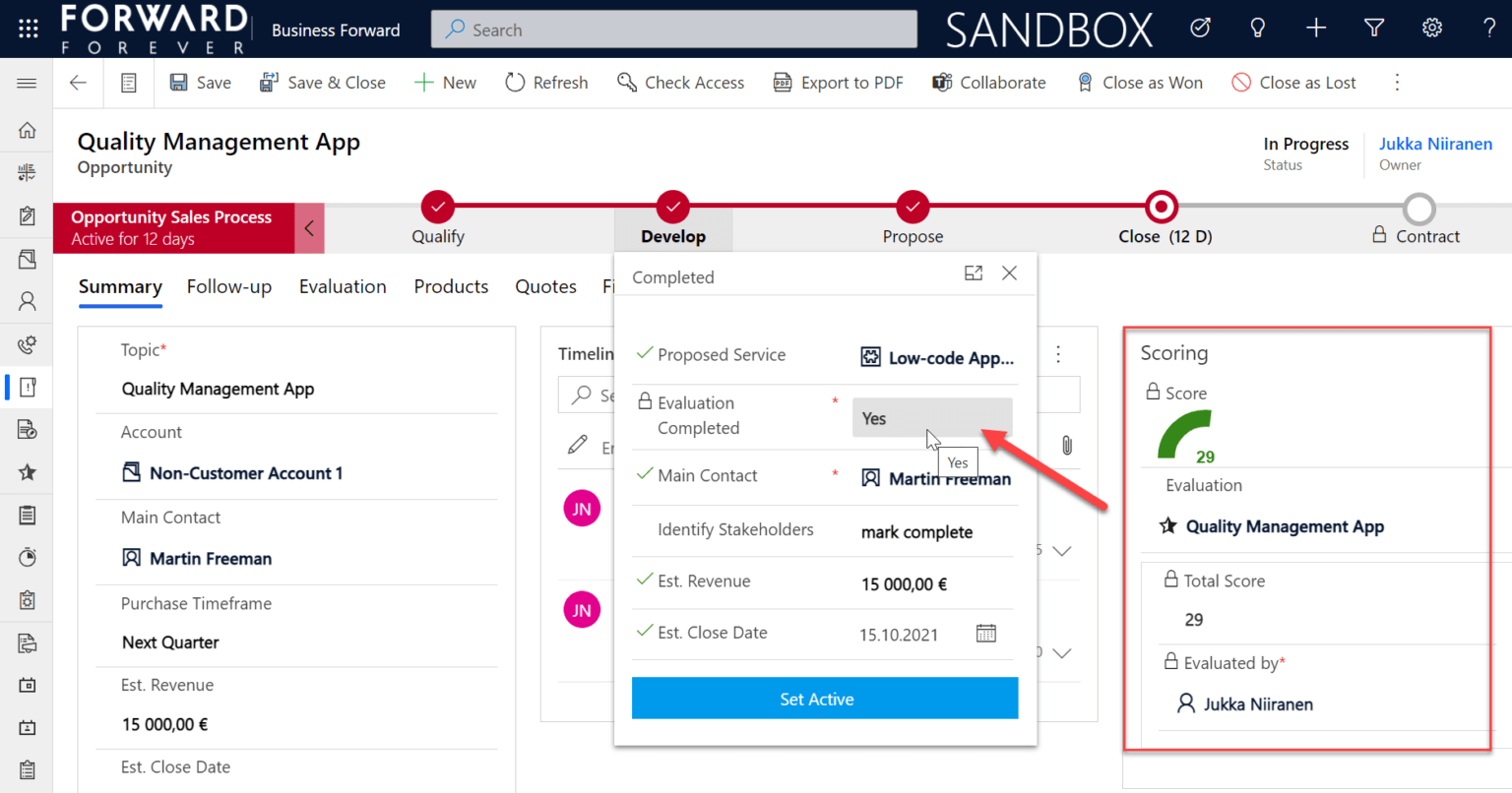 Opportunity scoring with Model-driven Power Apps - Forward Forever