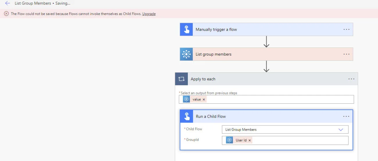 Going through groups using recursive Flow - Forward Forever